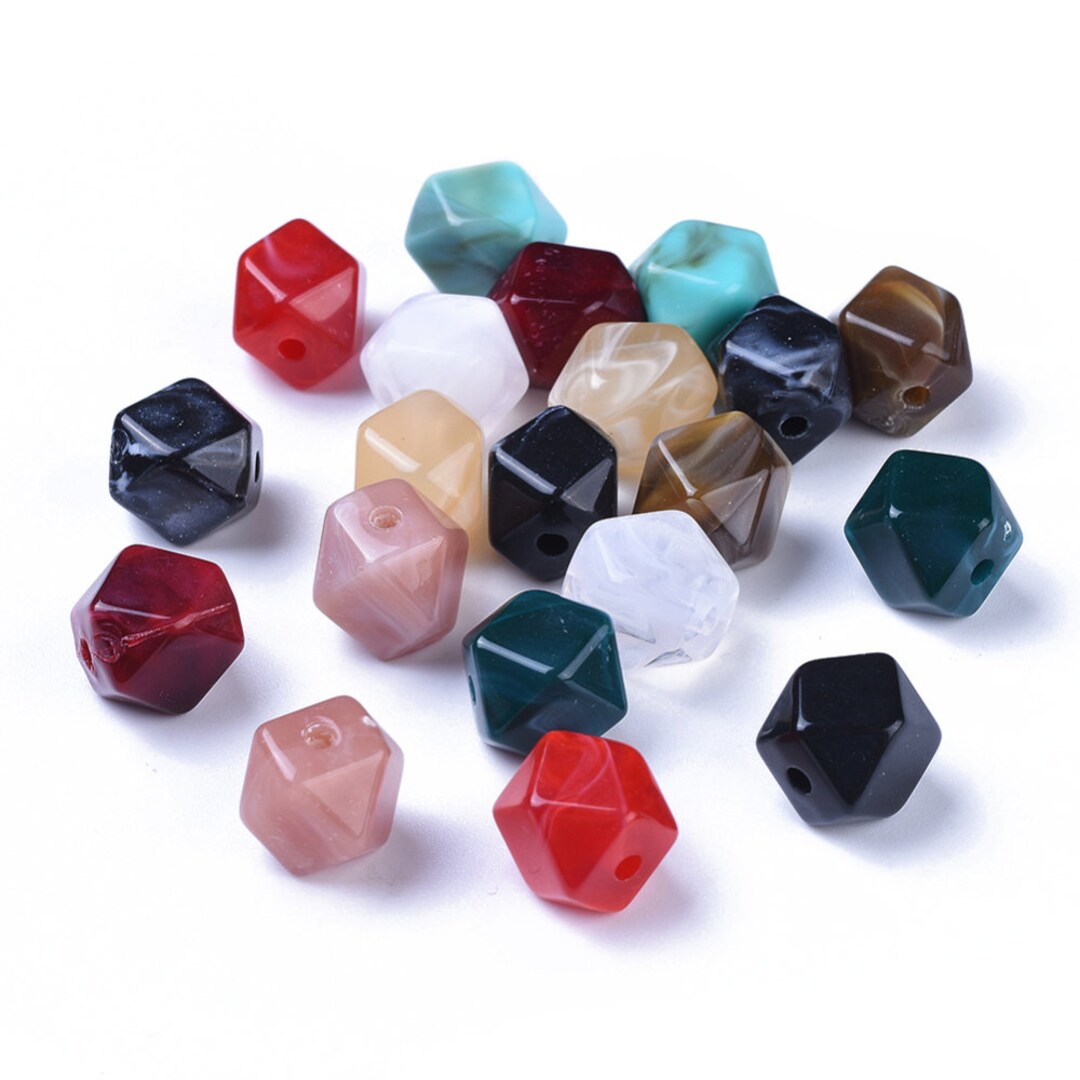 Acrylic Polygon Beads Assorted Mix Marbled Jelly Style Unique Beads ...