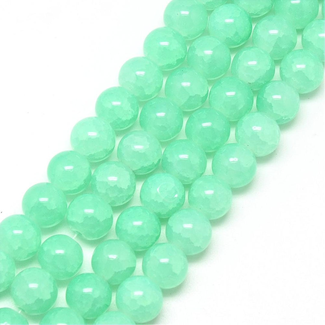 Crackle Beads Mint Green Glass Beads 8mm Glass Beads Glass Crackle ...