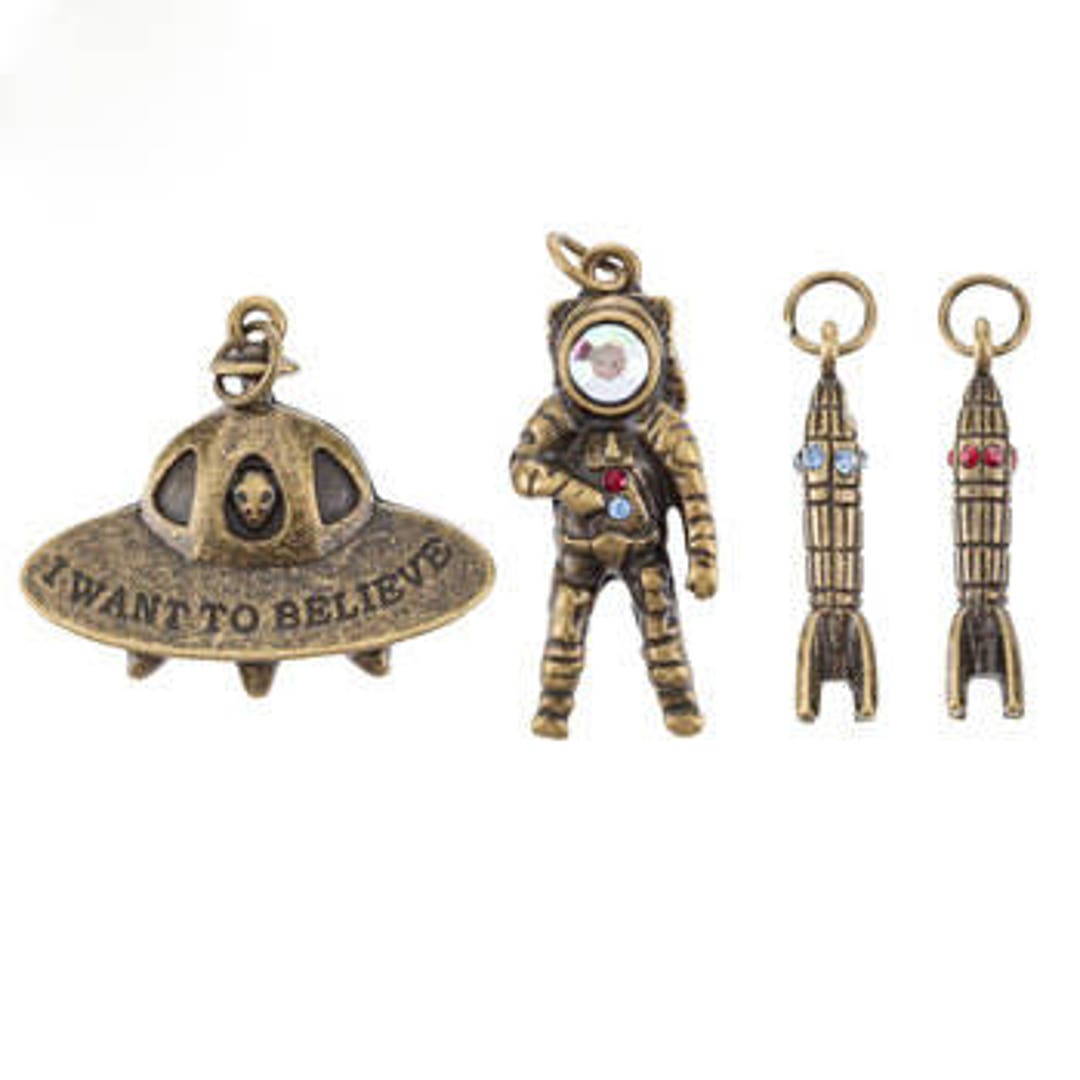 Astronaut Charm Outer Space Charms Spaceship Charms Antiqued Bronze ...