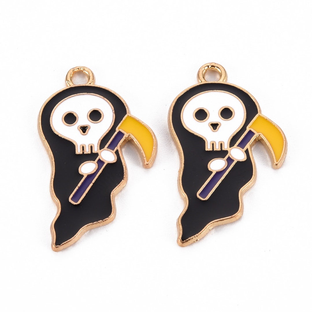 Grim Reaper Charms Death Charms Enamel Charms Gold Halloween Charms ...