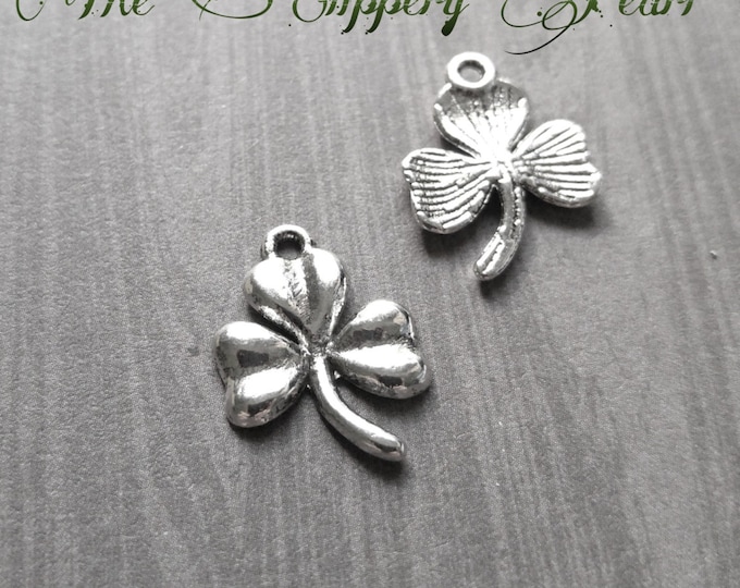 Shamrock Charms Clover Charms Antiqued Silver Good Luck Charms - Etsy