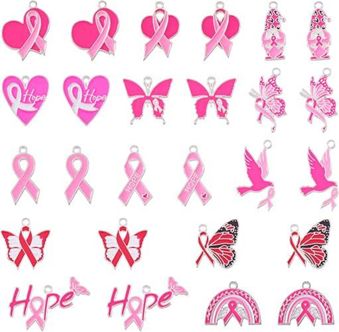 Pink Ribbon Charms Breast Cancer Awareness Ribbon Awareness Charms Pink ...
