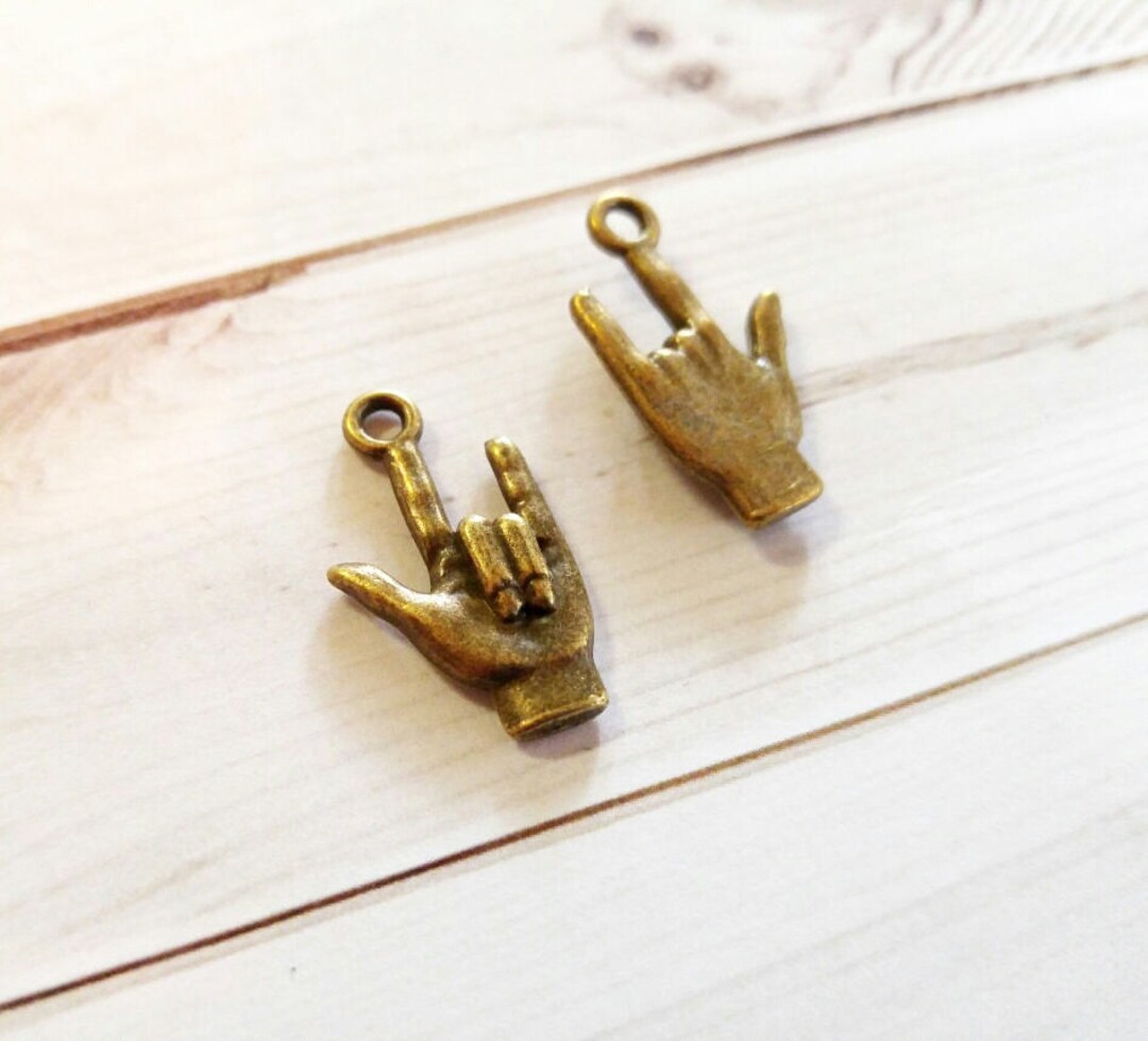 Sign Language Charms Sign Language Pendants I Love You Sign Antiqued ...