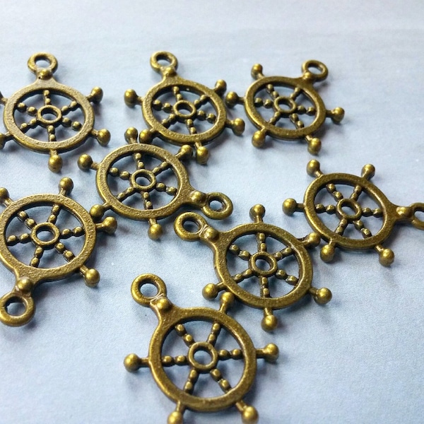 Ship Wheel Charm - Etsy