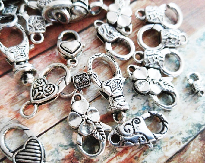 Clasps Antiqued Silver Clasps for Necklaces Assorted Clasps Large ...