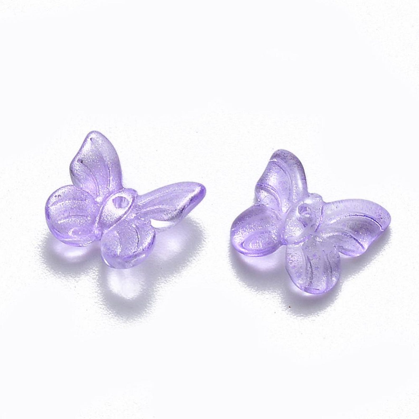 Glass Butterfly Charms Purple Butterfly Charms 2 Sided Spring Charms ...