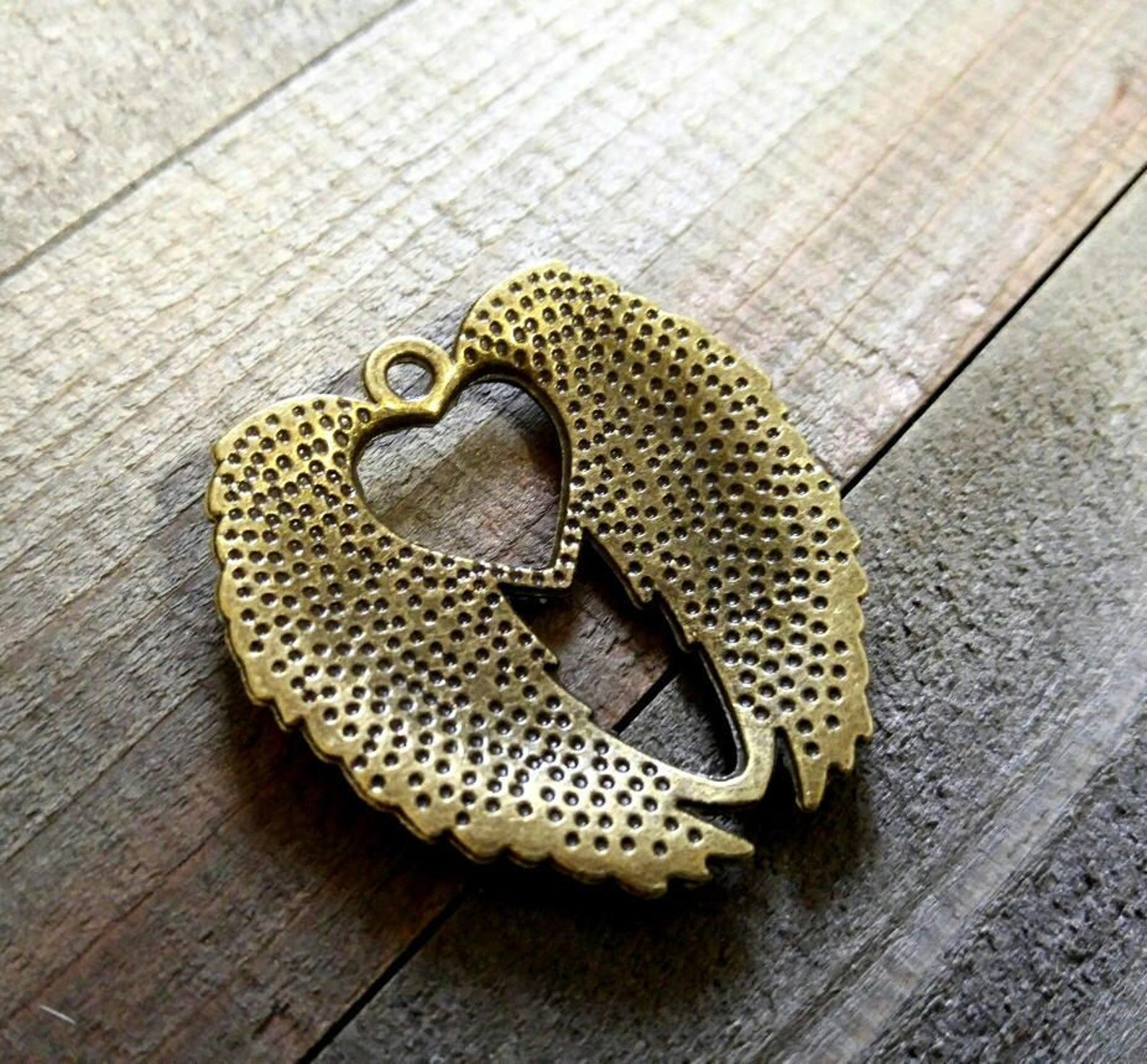 Large Angel Wing Pendant Wing Pendant Antiqued Bronze Wing | Etsy