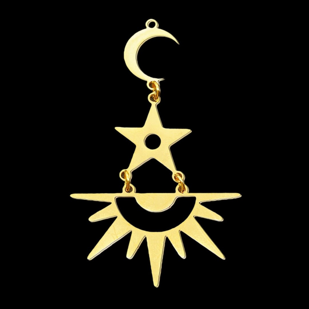 Large Celestial Pendant Sun Moon Star Pendant Stainless Steel Pendant ...
