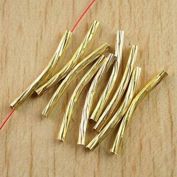 Tube Beads Long Beads Gold Metal Beads Curved Tube Beads 25mm - Etsy