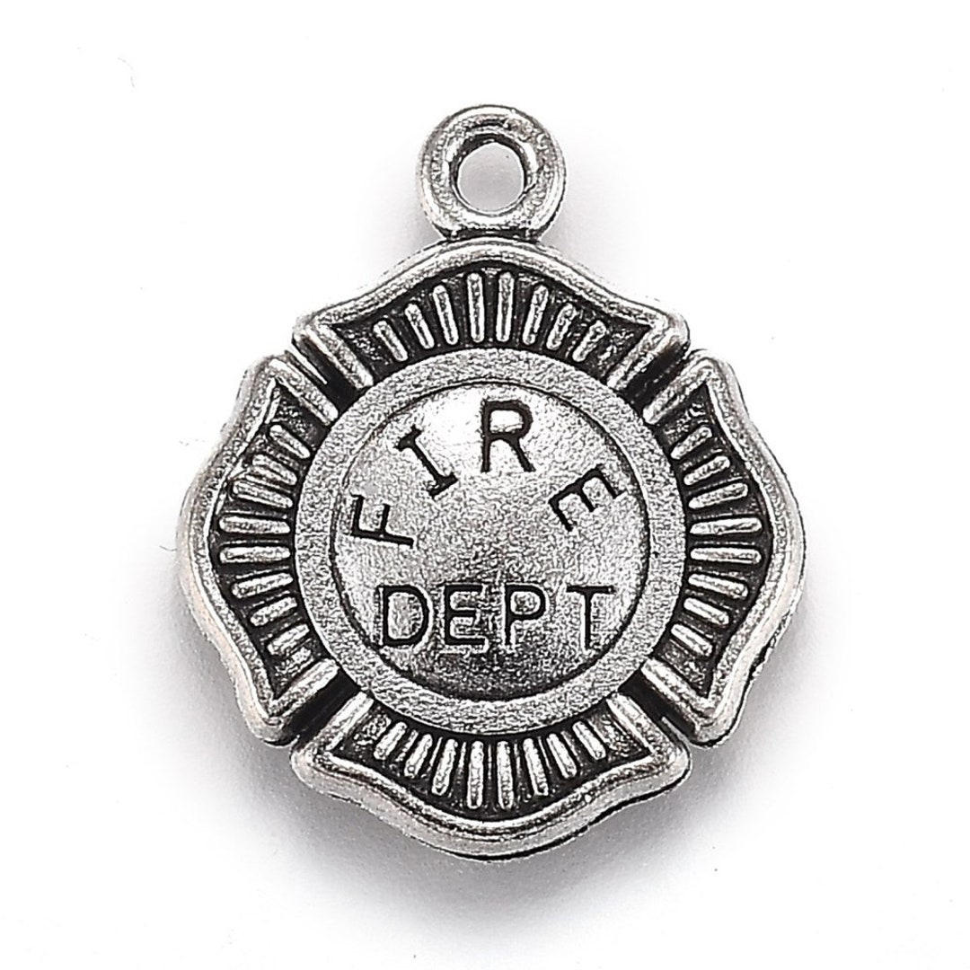 Firefighter Charms Antiqued Silver Fire Department First Responder ...