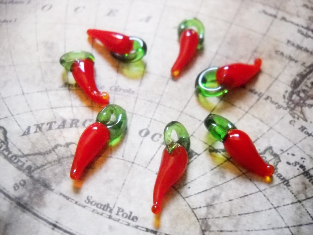 Glass Chili Pepper Charms Chili Pepper Pendants Red Chili Peppers ...