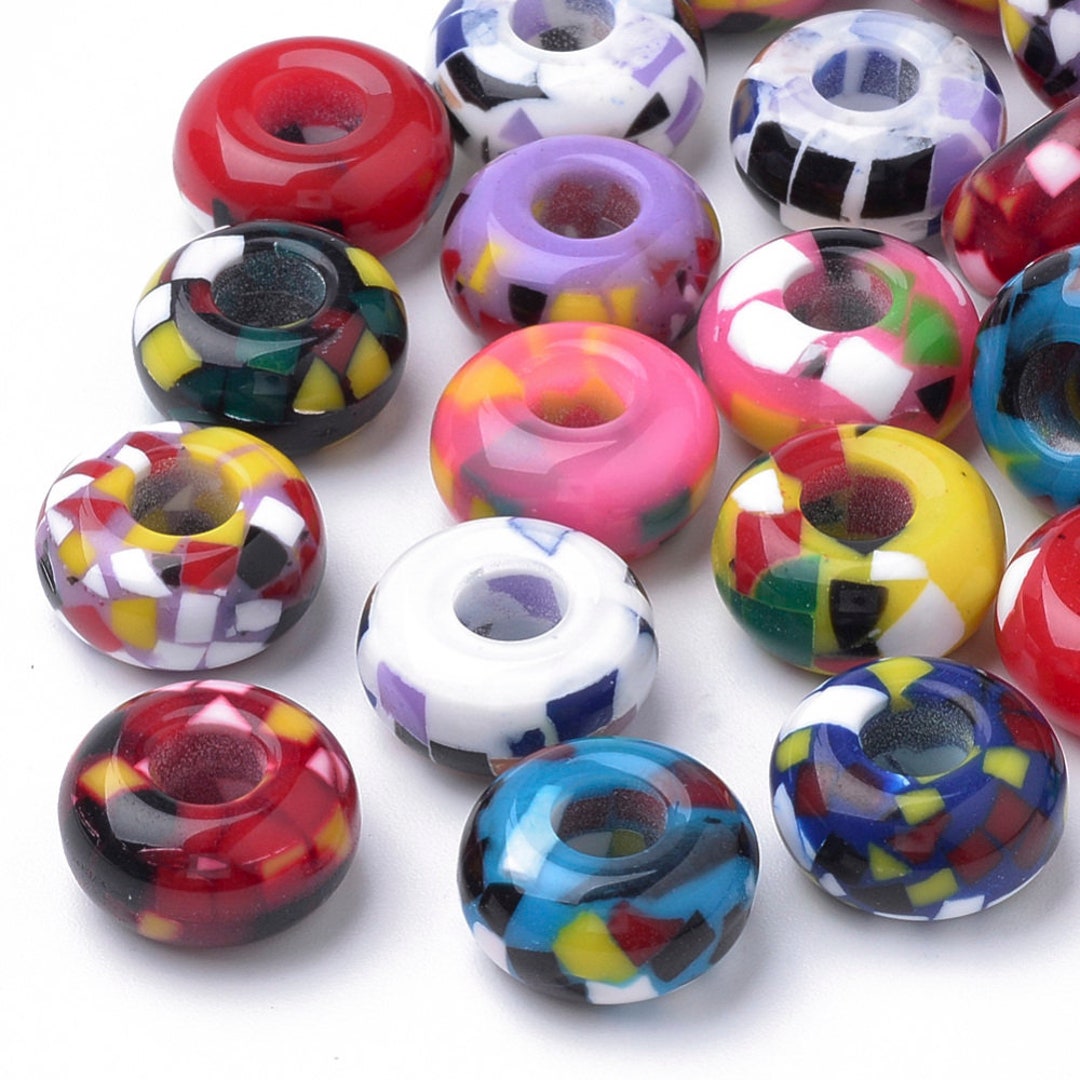 Resin Coin Beads Donut Beads Mosaic Beads Assorted Lot Mixed Beads Set ...