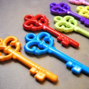 Plastic Key Charms Key Pendants Assorted Keys Skeleton Keys Rainbow ...