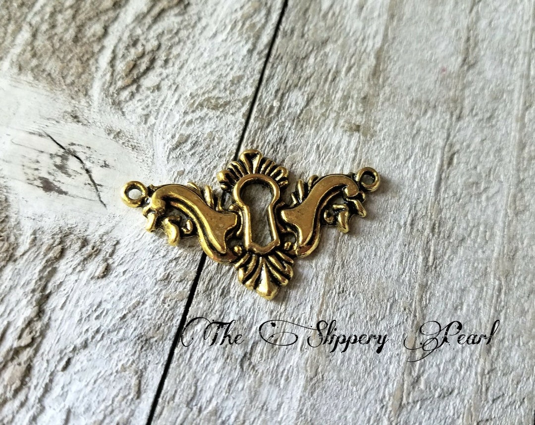 Keyhole Pendant Connector Antiqued Gold Steampunk Lock Keyhole Lock ...