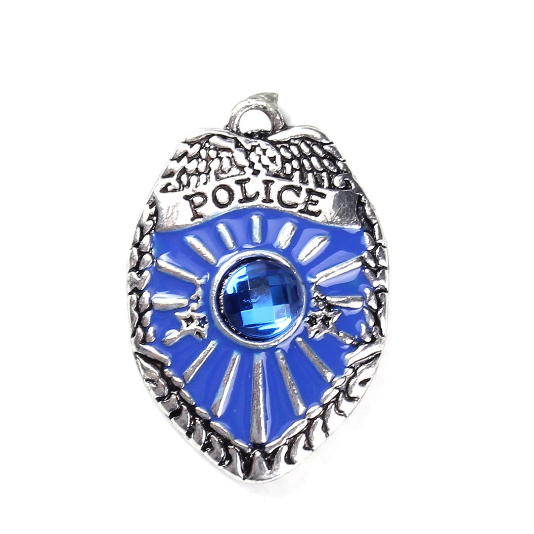 Police Charm Police Badge Charm Police Pendant Badge Pendant Blue ...