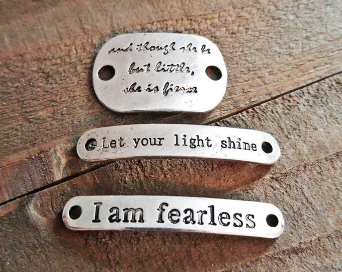 Quote Connectors Word Pendants Connectors Antiqued Silver Word Bands ...