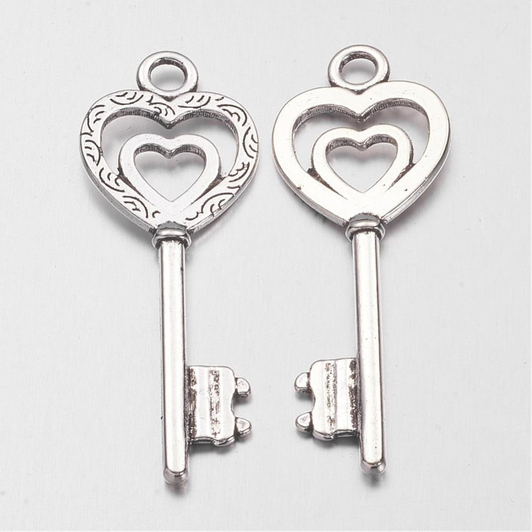 Heart Key Pendants Antiqued Silver Keys Heart Keys Skeleton Keys Key ...