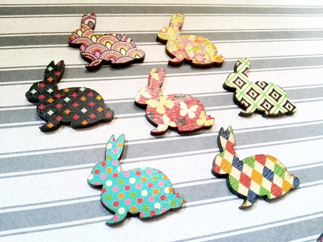 Bunny Cabochon Bunny Cabochons Kawaii Bunny Wood Cabochons - Etsy