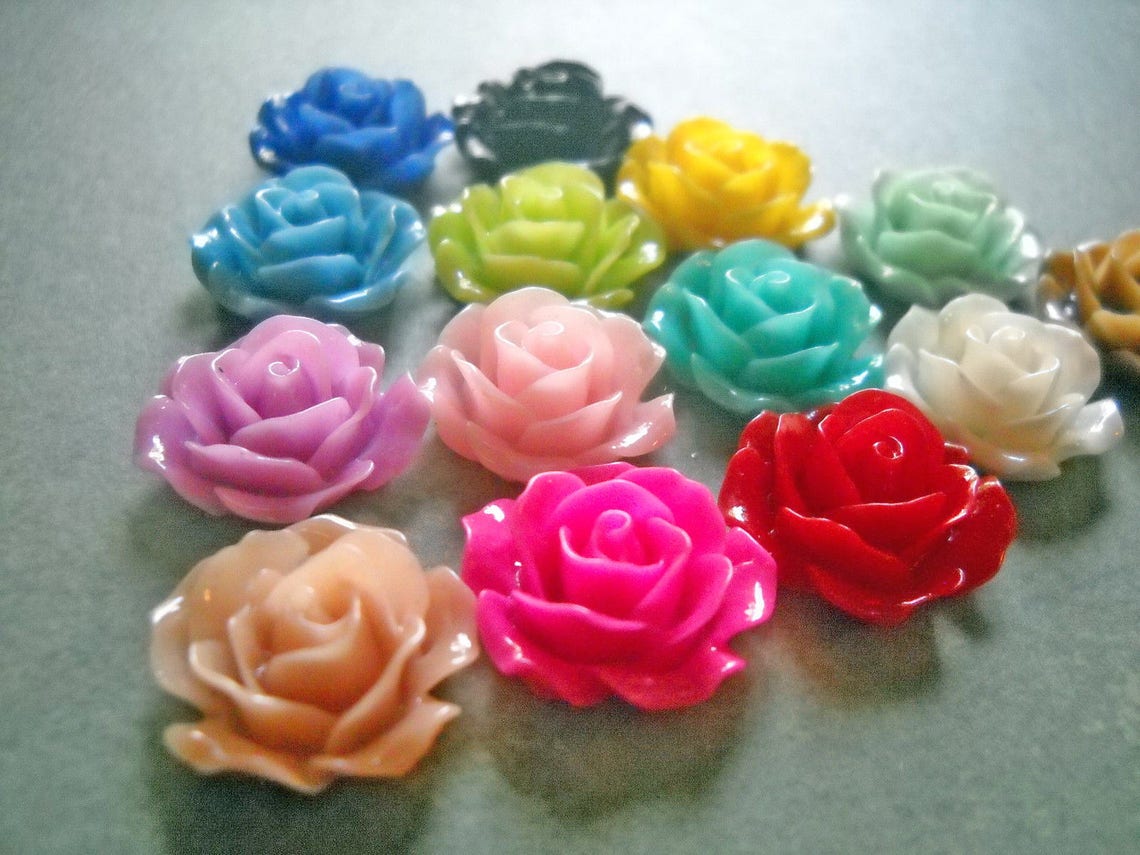 Flower Cabochons Flat Back Flowers Resin Cabochons 18mm Flower Flat ...