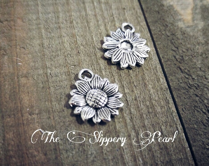 Sunflower Charm Sunflower Charms Silver Sunflower Charms - Etsy