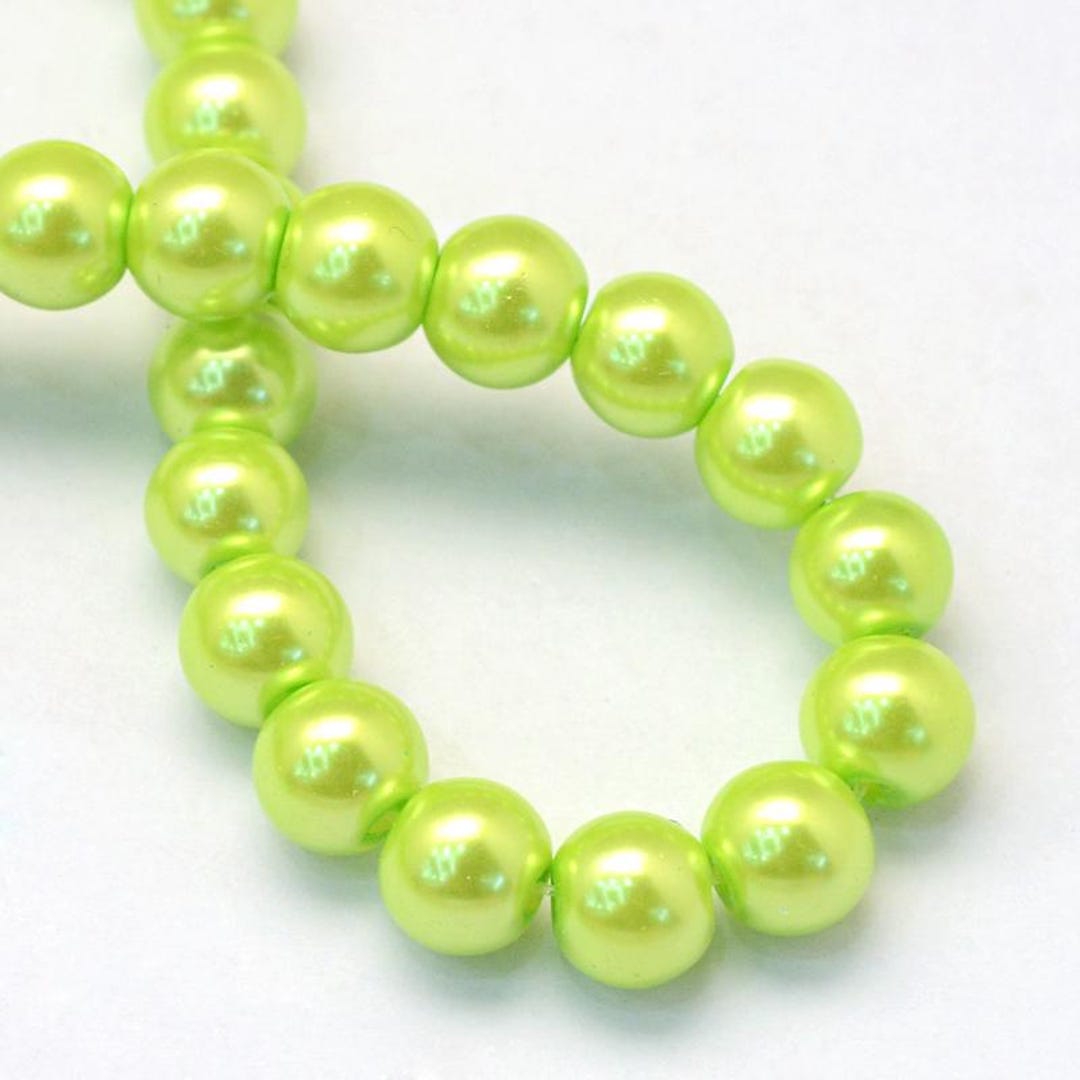 BULK Beads Lime Green Beads Green Glass Pearl Beads Wholesale Beads 8mm ...