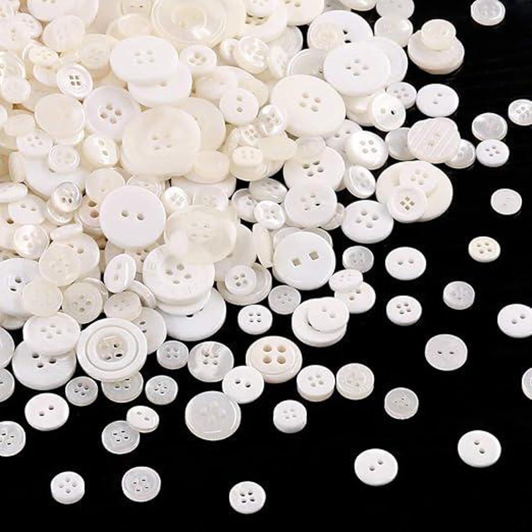 White Buttons Assorted Lot Bulk Buttons Resin Sewing Supplies Wholesale ...