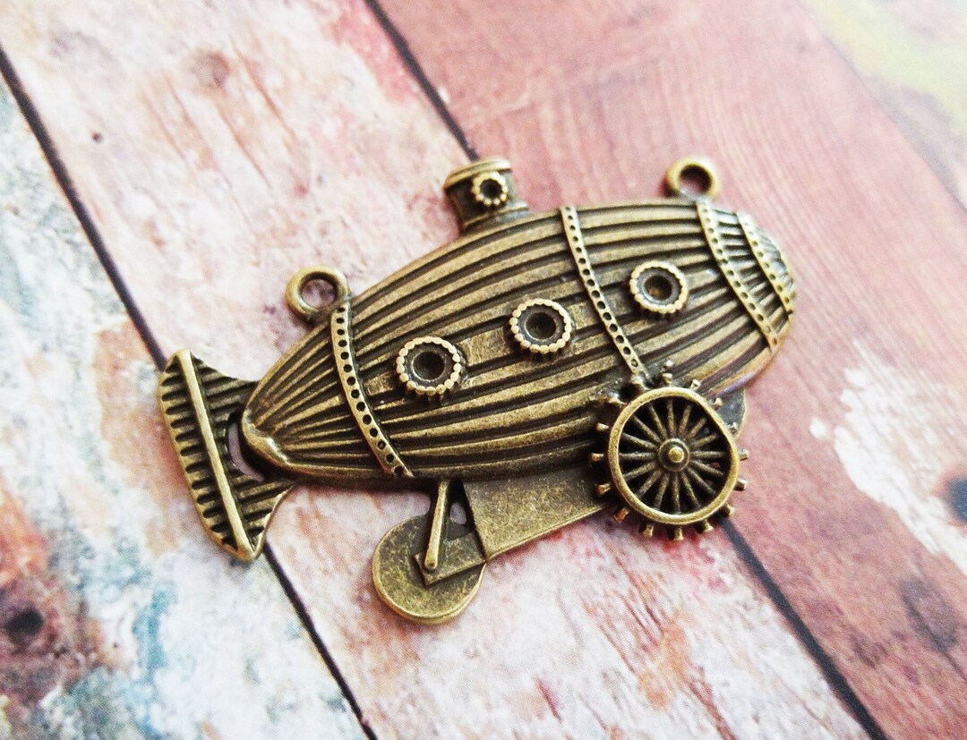 Submarine Charm Blimp Charm Steampunk Charm Steampunk Blimp Bronze ...