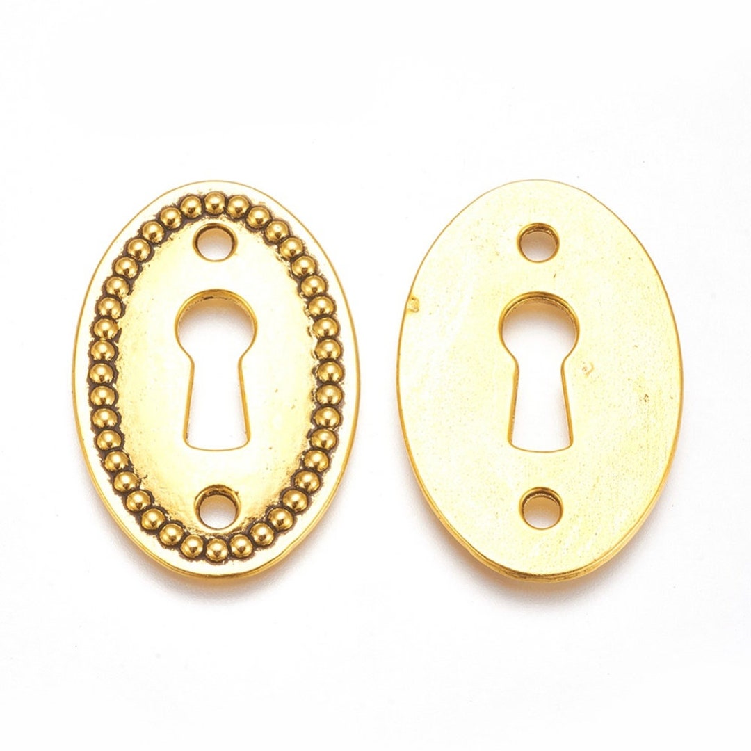 Keyhole Pendant Connector Keyhole Charm Antiqued Gold Key Hole ...