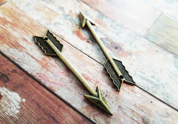 Arrow Pendants Antiqued Bronze Arrow Charms Big Arrow Charms | Etsy