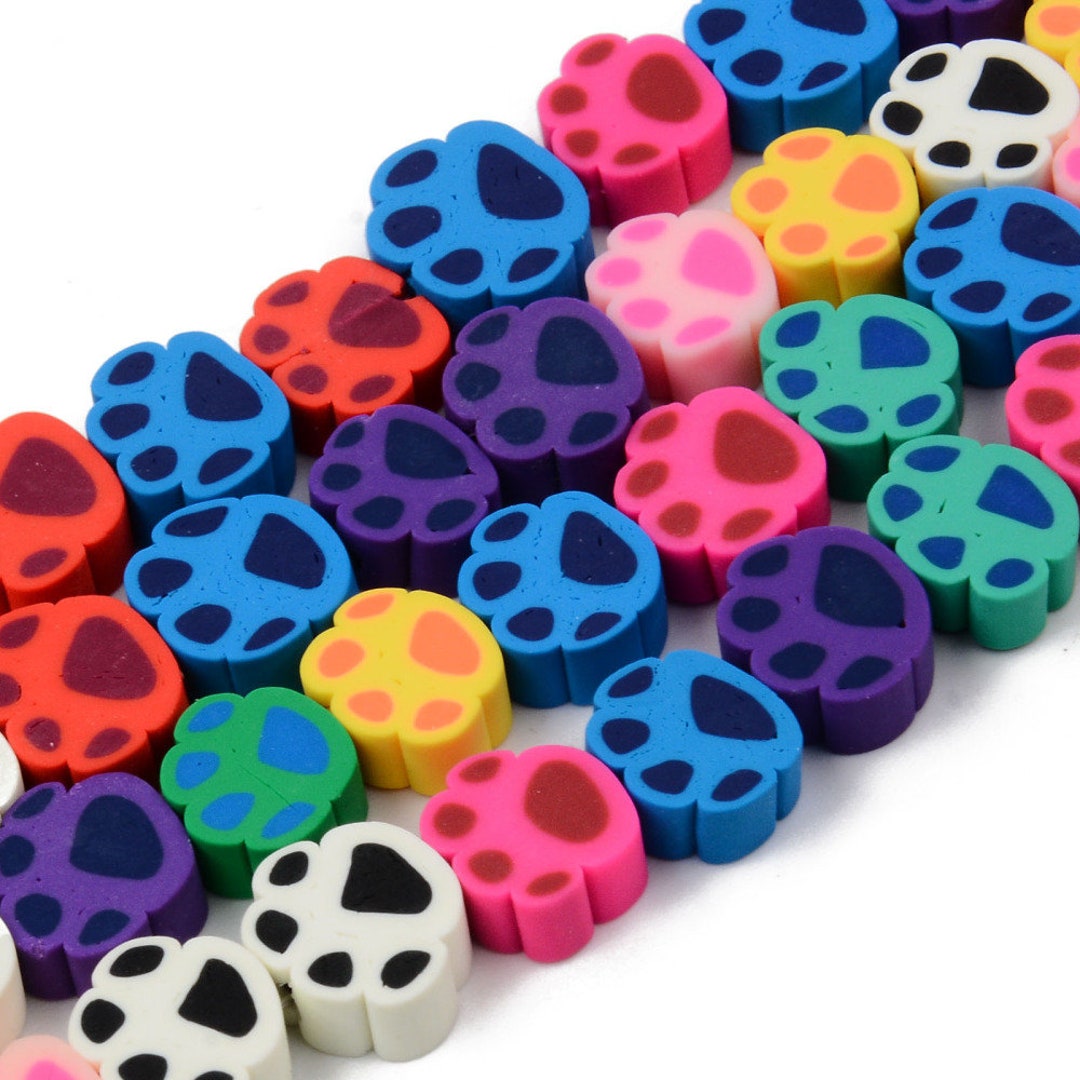 Polymer Clay Beads Assorted Beads Paw Beads Paw Print Beads Polymer ...