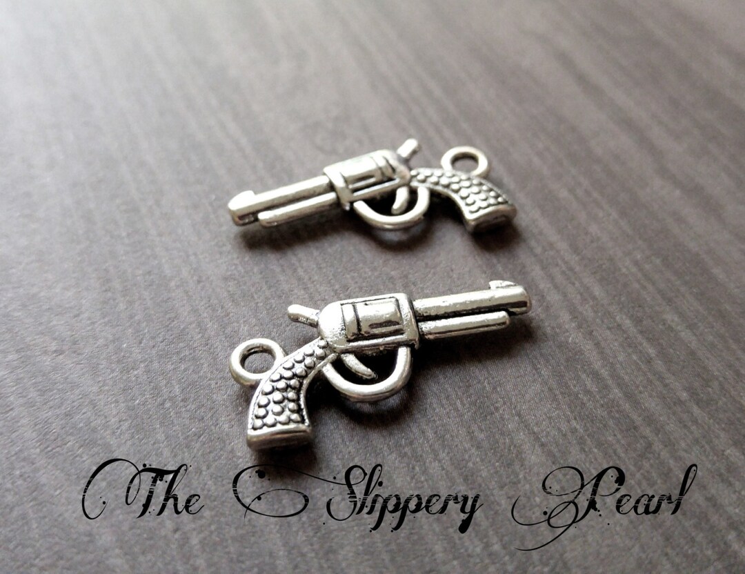 Gun Charms Silver Gun Charms Pistol Charms Six Shooter Charms Western ...