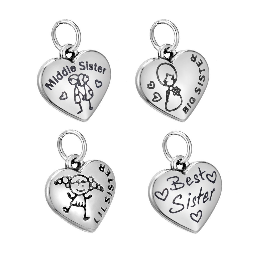 Sisters Charms Set Big Sis Charm Middle Sis Charm Little Sis Charm ...