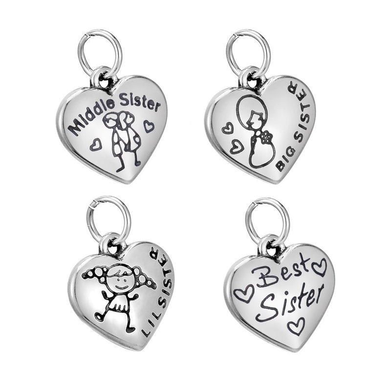 Sisters Charms Set Big Sis Charm Middle Sis Charm Little Sis - Etsy