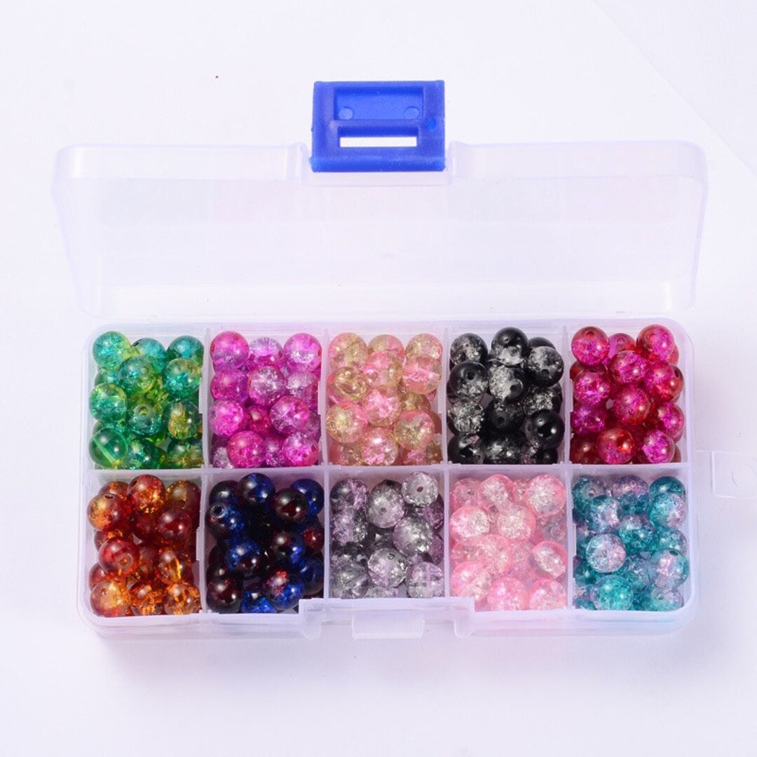 Bulk Beads With Storage Box Crackle Beads Assorted Colors 8mm Beads ...
