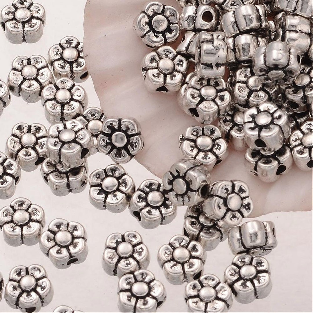 Daisy Metal Beads Metal Flower Beads Silver Flower Beads 5mm Beads ...