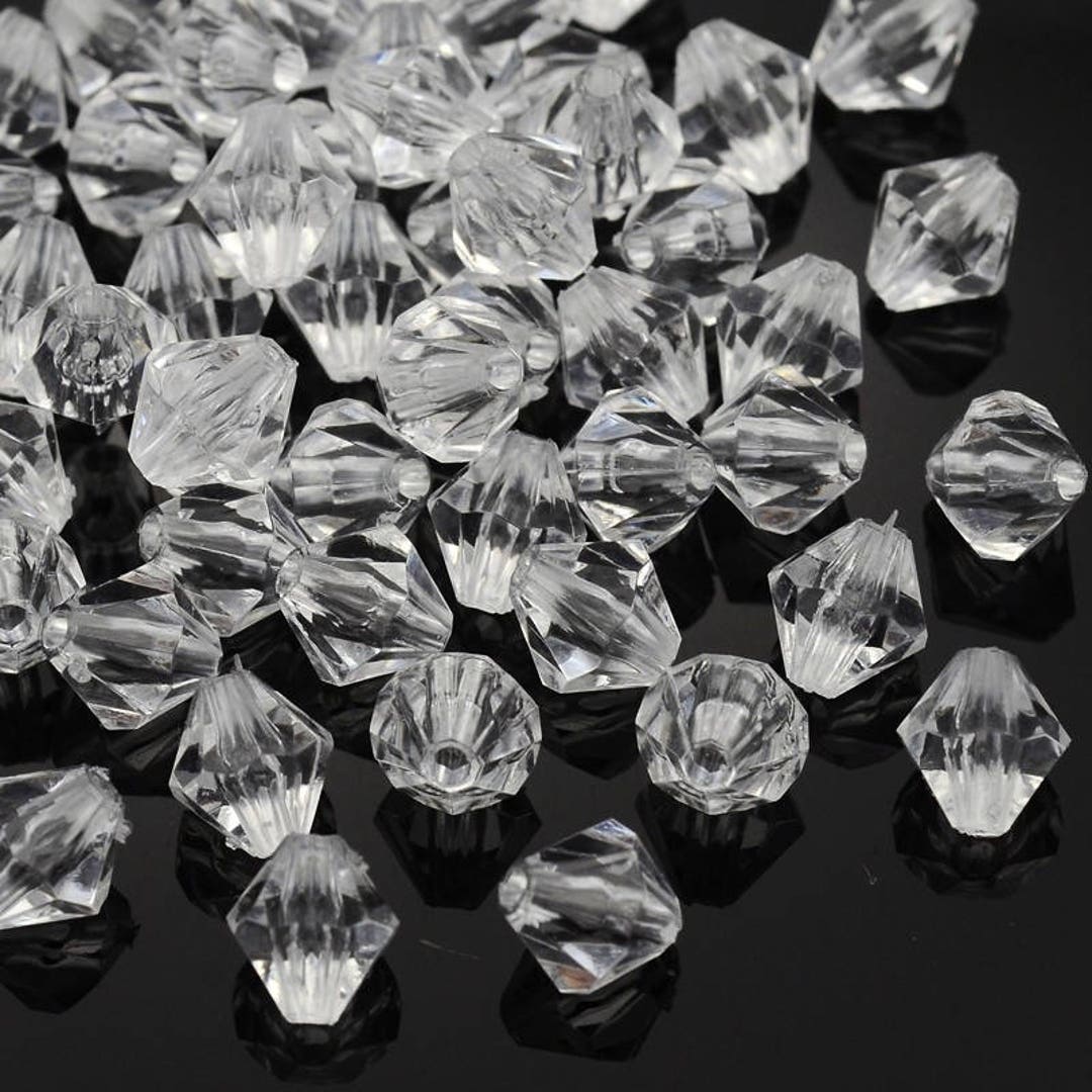 Acrylic Bicone Beads 8mm Bicone Beads Faceted Bicone Clear Bicone Beads ...