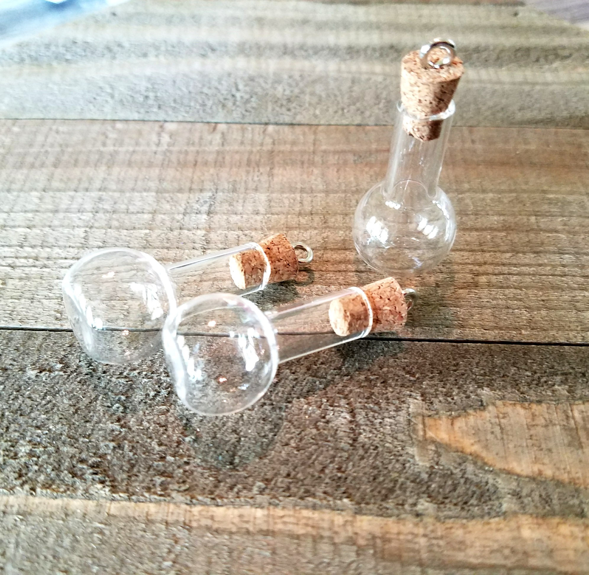 Glass Vial Pendants Small Glass Bottles Flask Bottles Tiny - Etsy