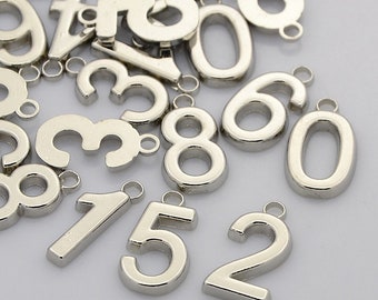Number Charms Set Stainless Steel 11mm 10 Pieces 685 - Etsy