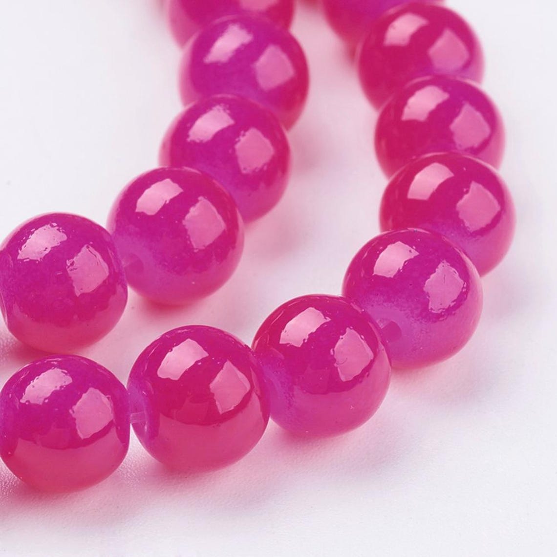 Hot Pink Beads 8mm Glass Beads 8mm Beads 8mm Pink Beads Jelly Beads ...