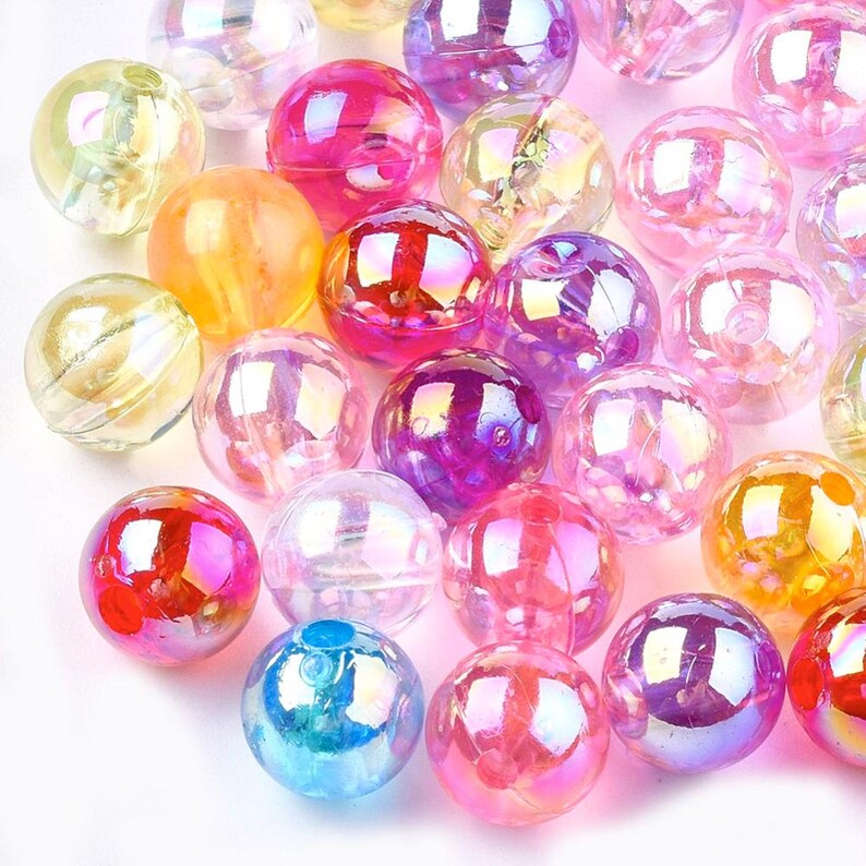Bubble Beads Clear Shimmer Beads 8mm Beads Acrylic Beads Candy Beads ...
