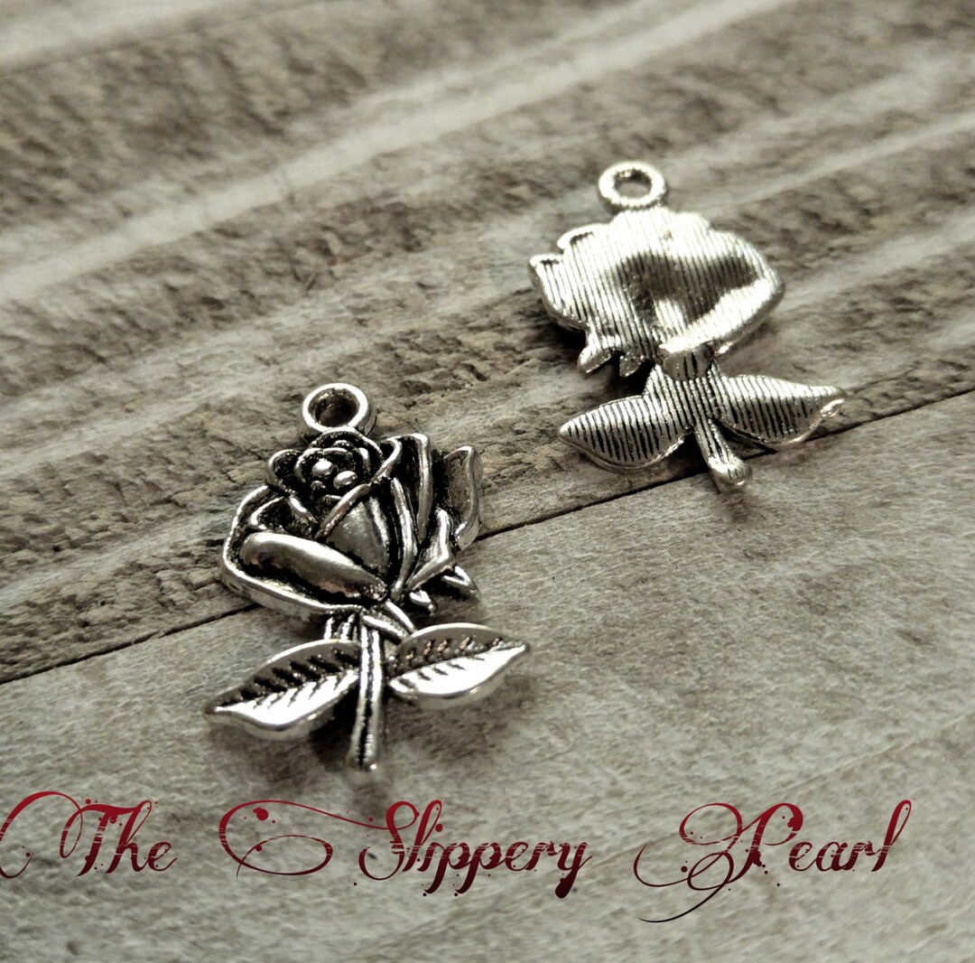 Rose Charms Rose Pendants Antiqued Silver Rose Charms Silver Charms ...
