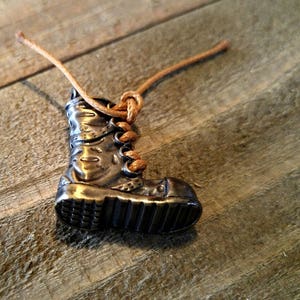 Boot Charm Antiqued Bronze Boot Pendant Hiking Boot Charm Military Boot ...