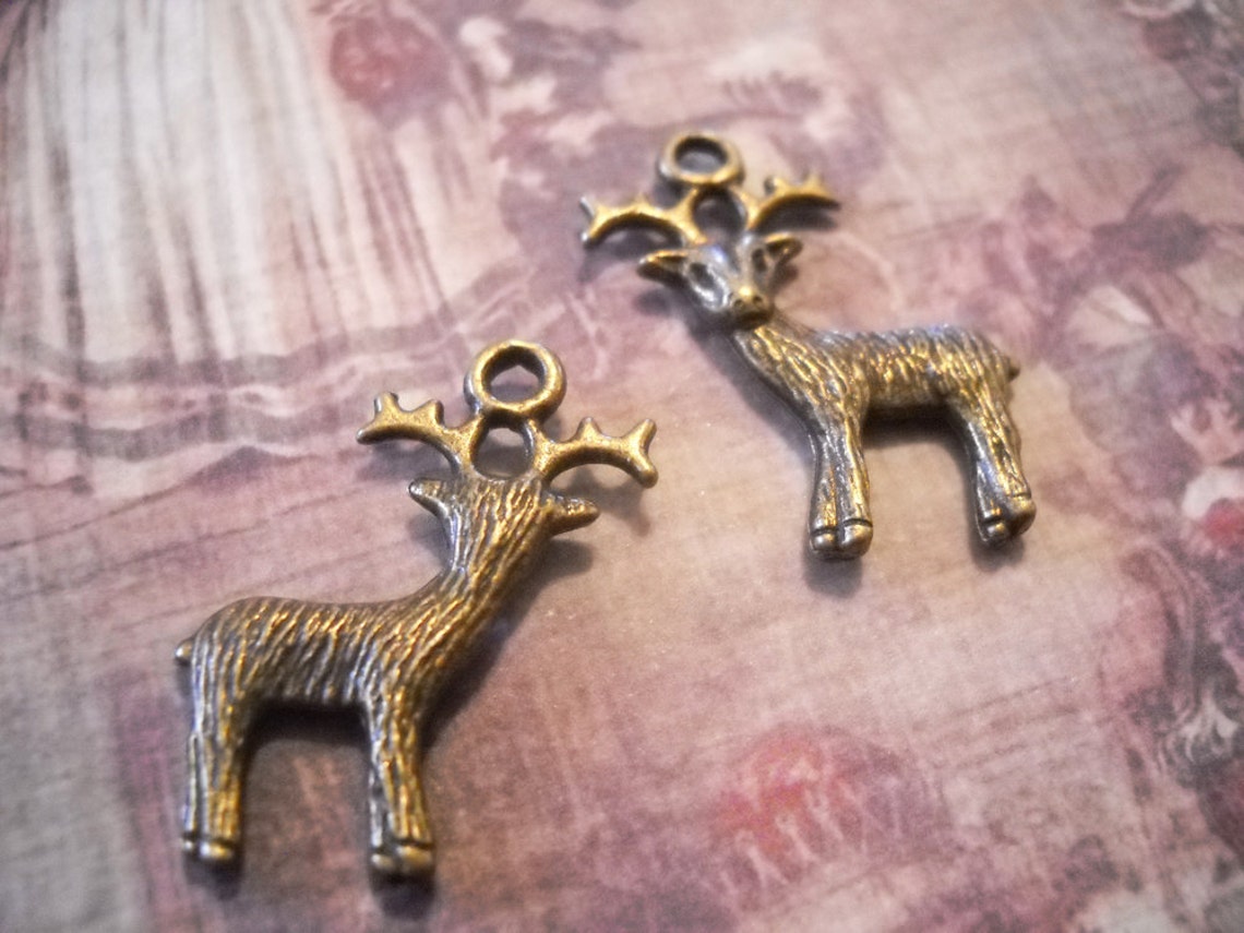 Deer Charms Deer Pendants Antiqued Bronze Charms Bronze Deer Charms ...