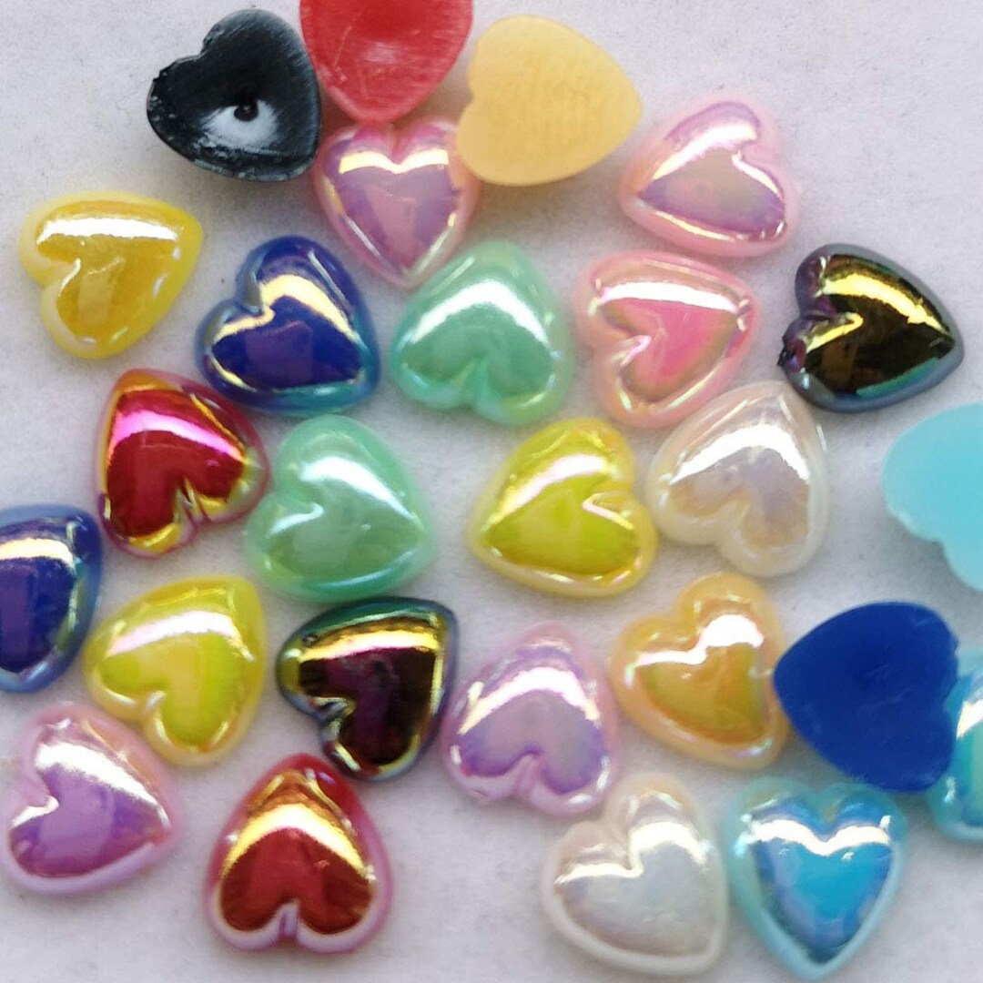 Heart Cabochons 8mm Flat Backs Assorted Heart Flatbacks Flat Back ...