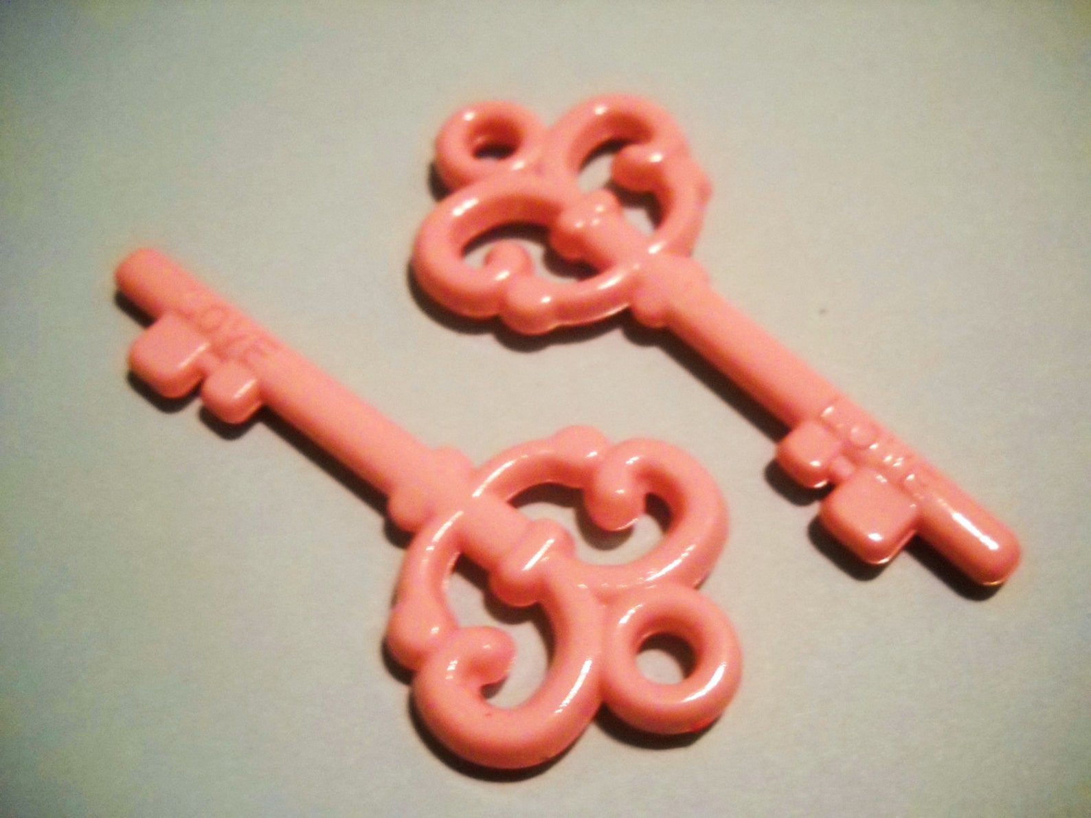 Key Charms Key Pendants Acrylic Key Charms Pink Keys Heart Key - Etsy ...