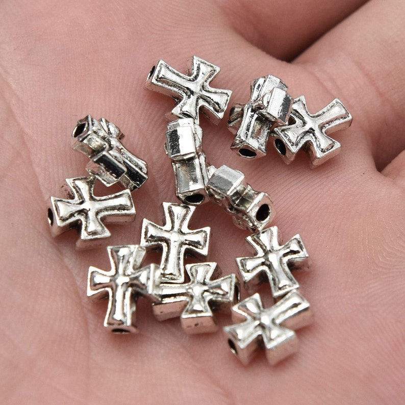 Cross Beads Antiqued Silver Spacer Beads Metal Cross Beads - Etsy