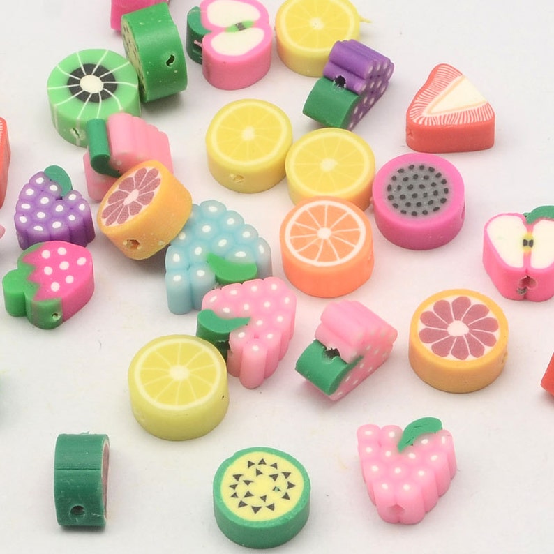 Polymer Clay Beads Assorted Beads Fruit Beads Food Beads - Etsy