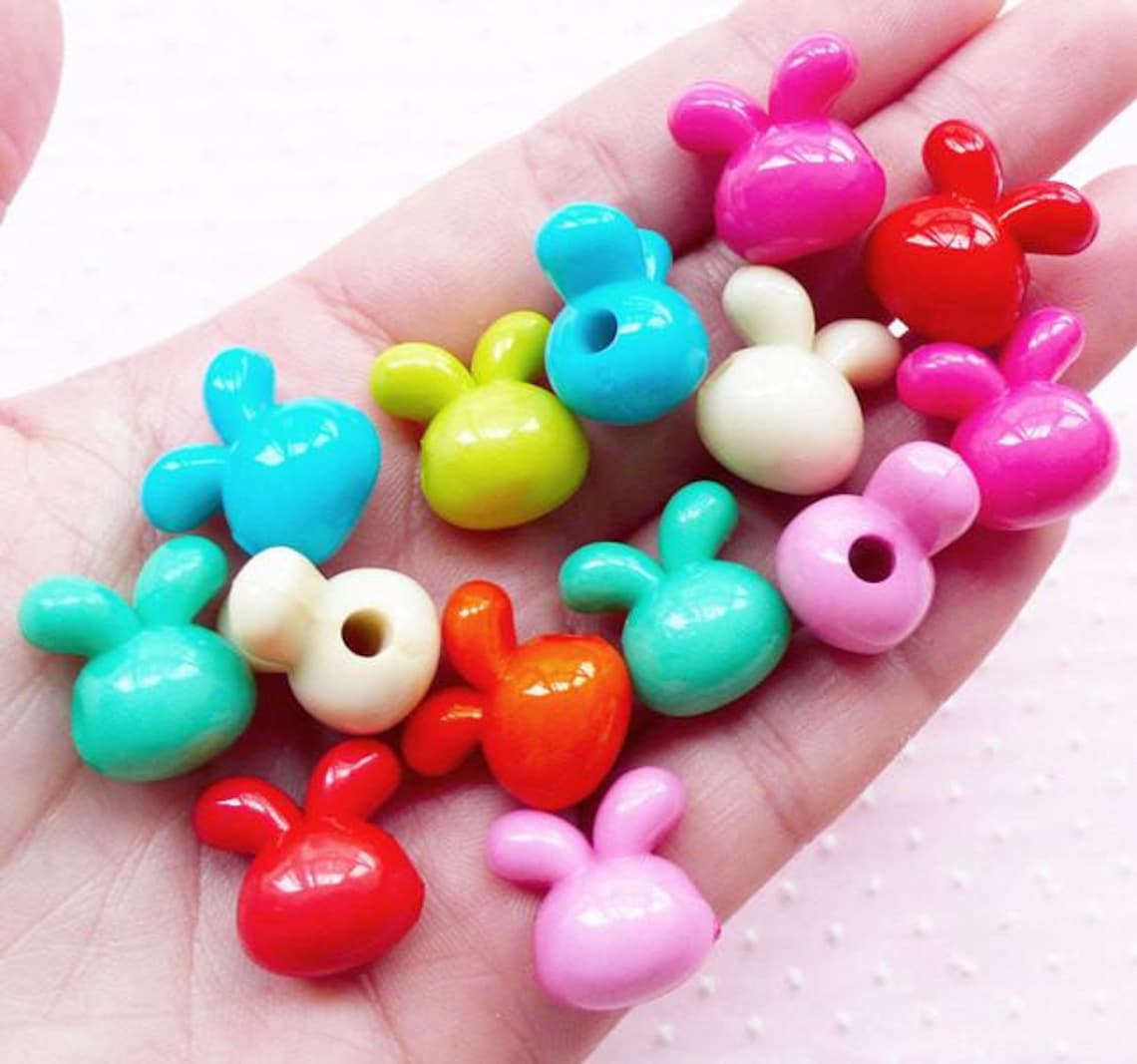 Large Acrylic Beads BUBBLEGUM Beads Easter Bunny Beads 16mm Beads ...