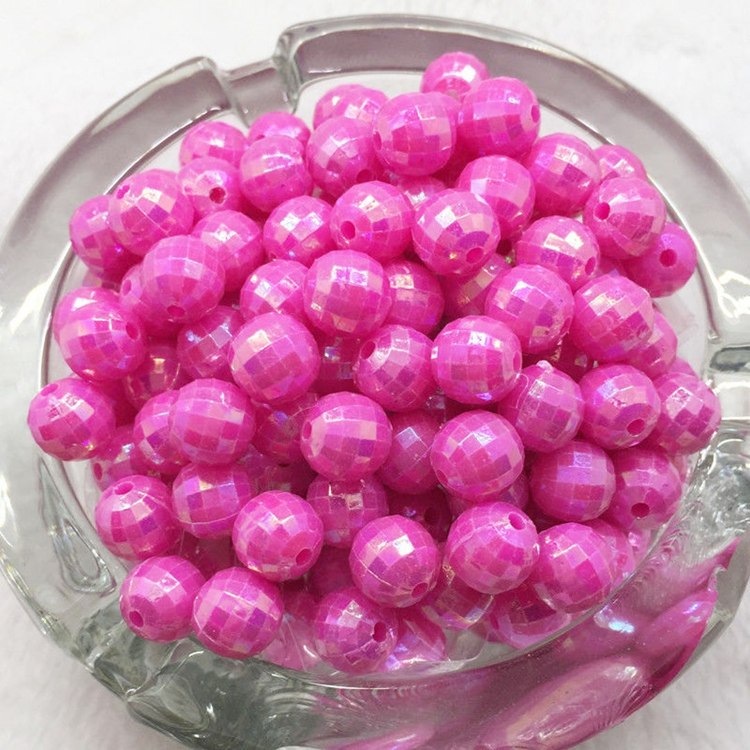 Pink Beads 6mm Acrylic Beads 6mm Beads 6mm Hot Pink Beads Disco Beads ...