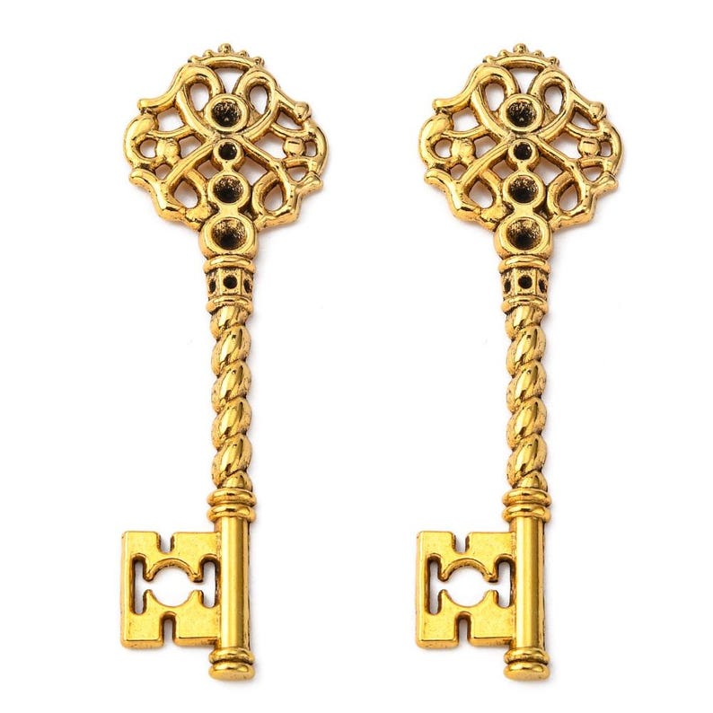 Gold Skeleton Keys Key Pendants Antiqued Gold Pendants Gold Keys 68mm 2 ...